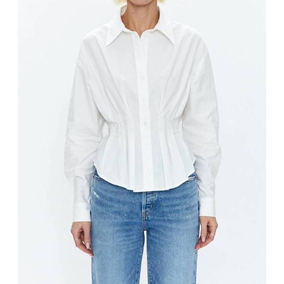 pistola | Tops | New Pistola Julie Pleated Button Down Shirt In White ...